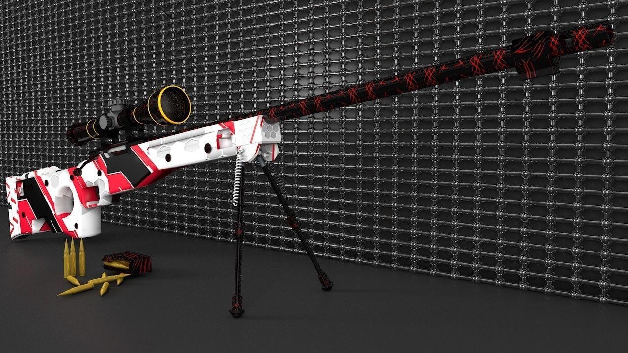 AWP model rifle with stripes free 3D model | CGTrader