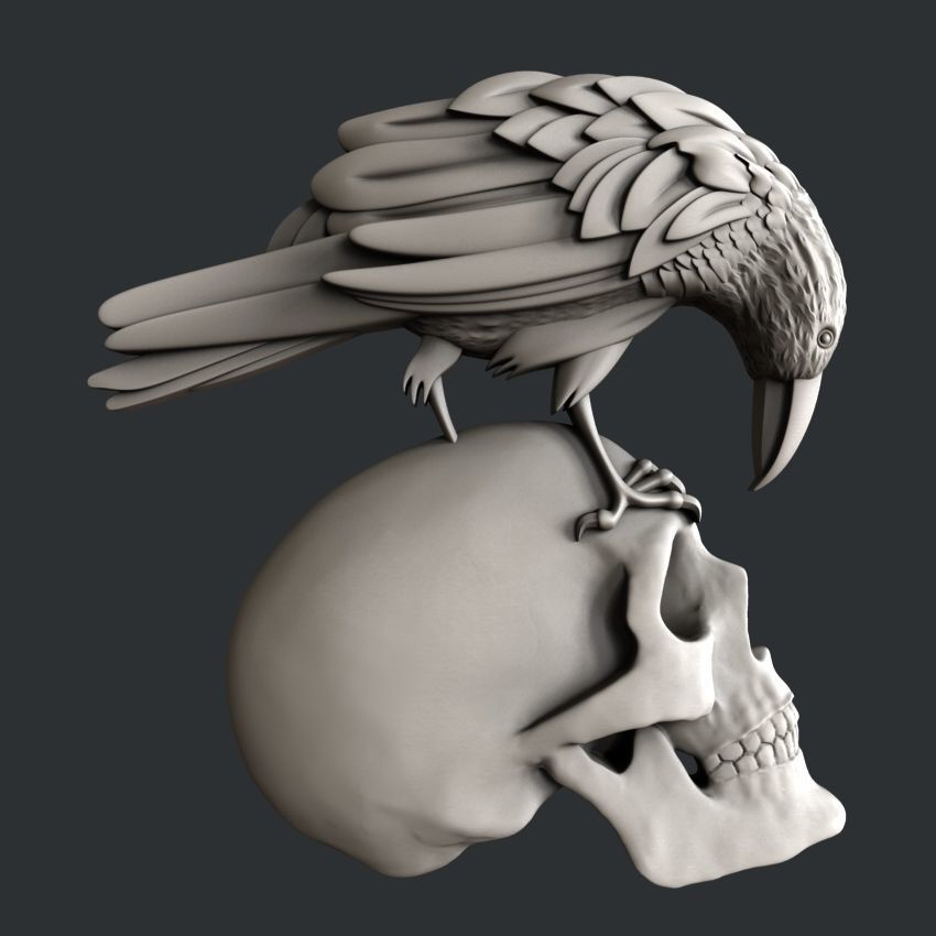 3d STL models for CNC raven skull 3D model | CGTrader