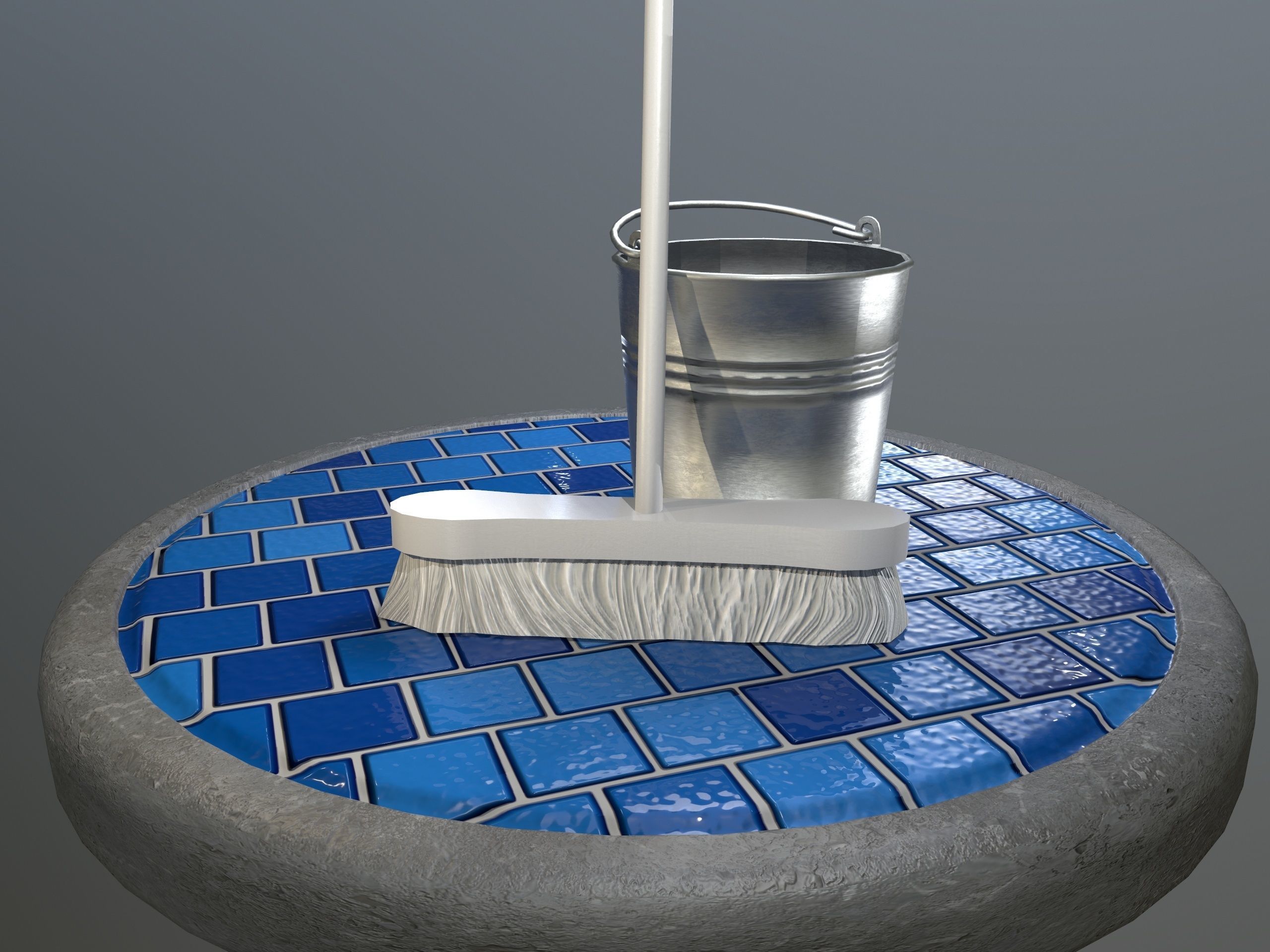 3D model Broom Brush and Bucket Pack VR / AR / low-poly | CGTrader