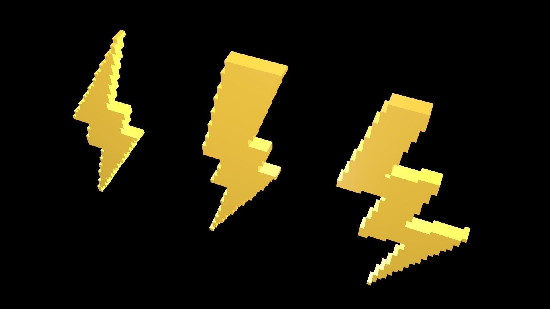 Thunder symbols voxel 1 3D model | CGTrader