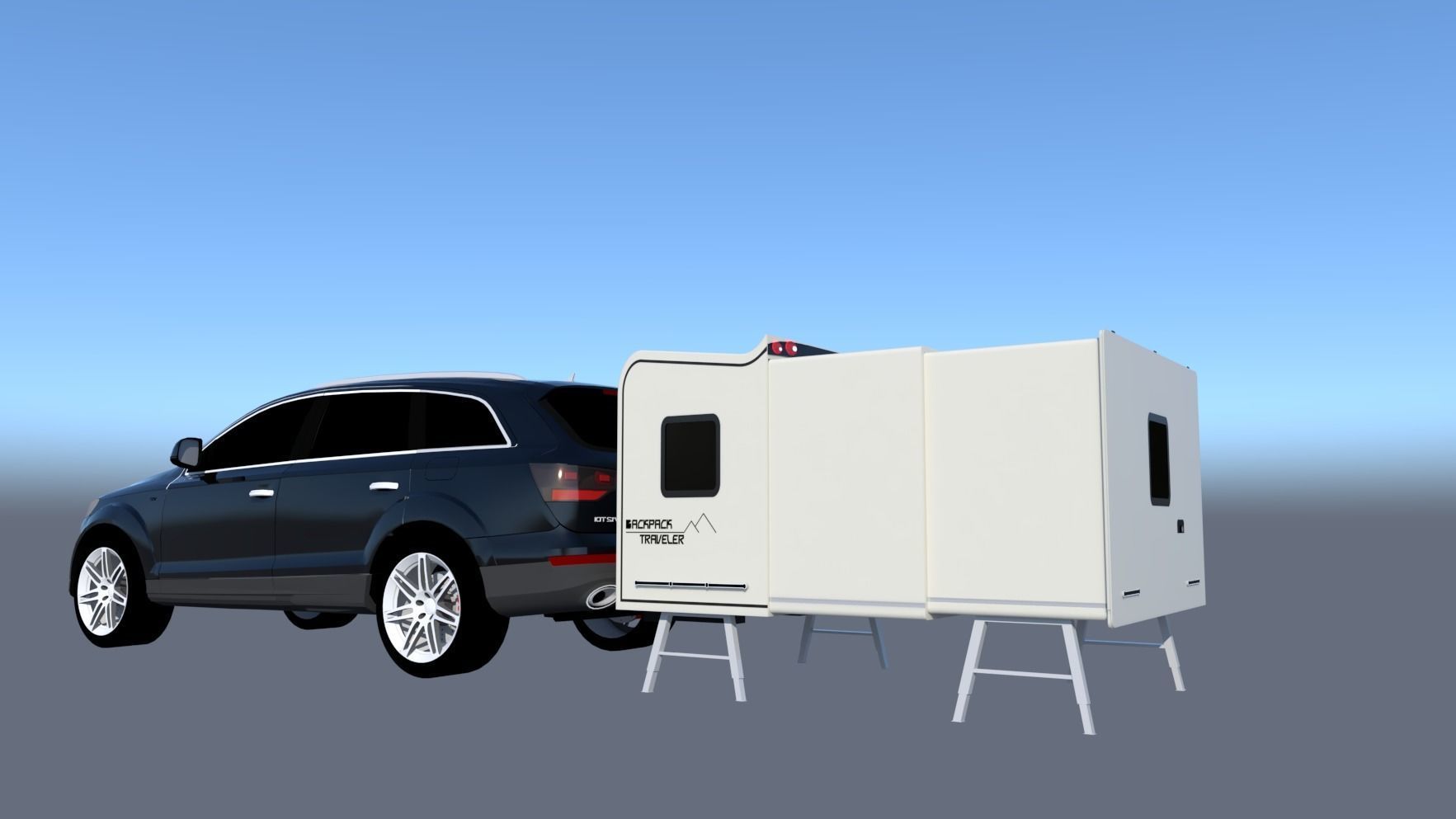 wheel Less trailer backpack traveller 3D model | CGTrader
