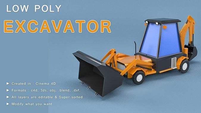 3D model Low Poly Excavator Loader VR / AR / low-poly | CGTrader