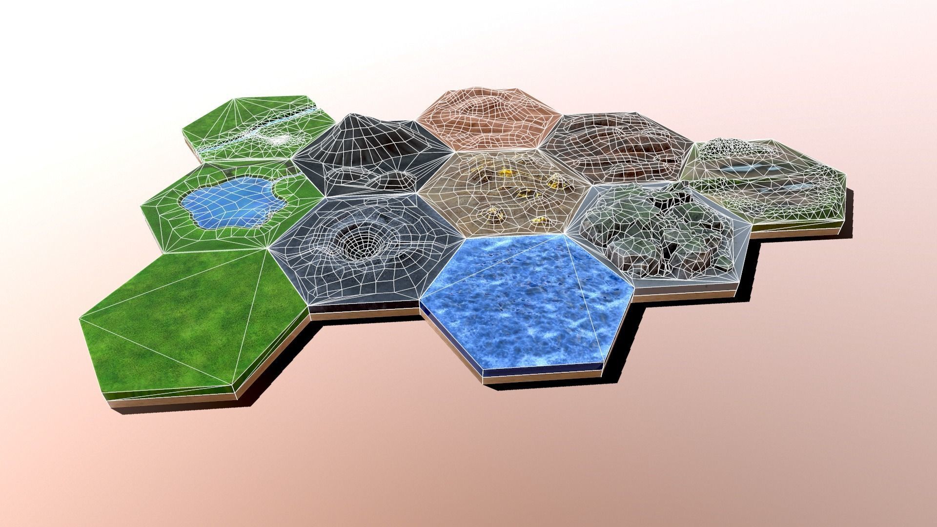 3D model Hexlands Tileset 1 VR / AR / low-poly | CGTrader