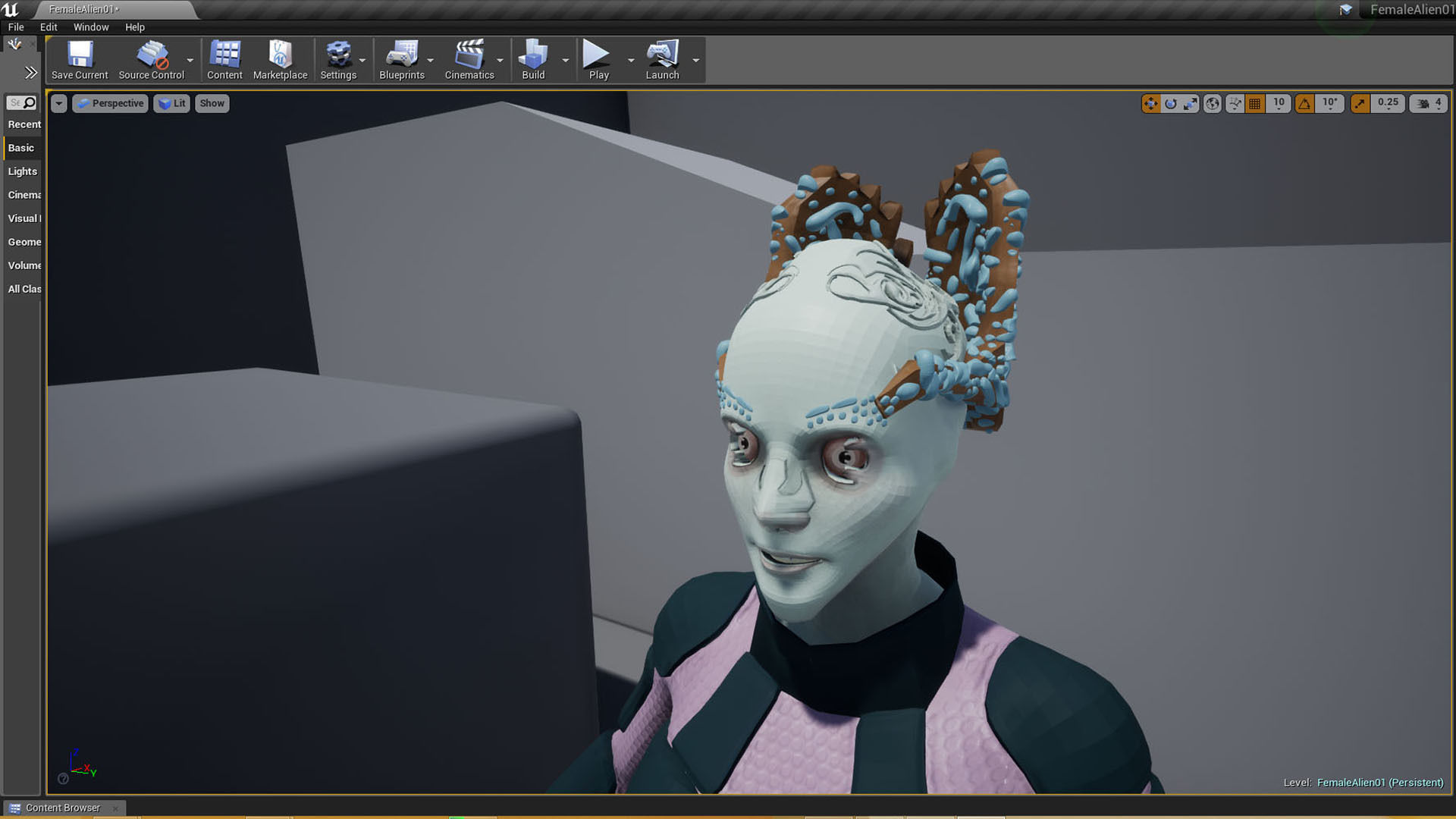 FemaleAlien01 UnrealEngine 3D model animated rigged | CGTrader