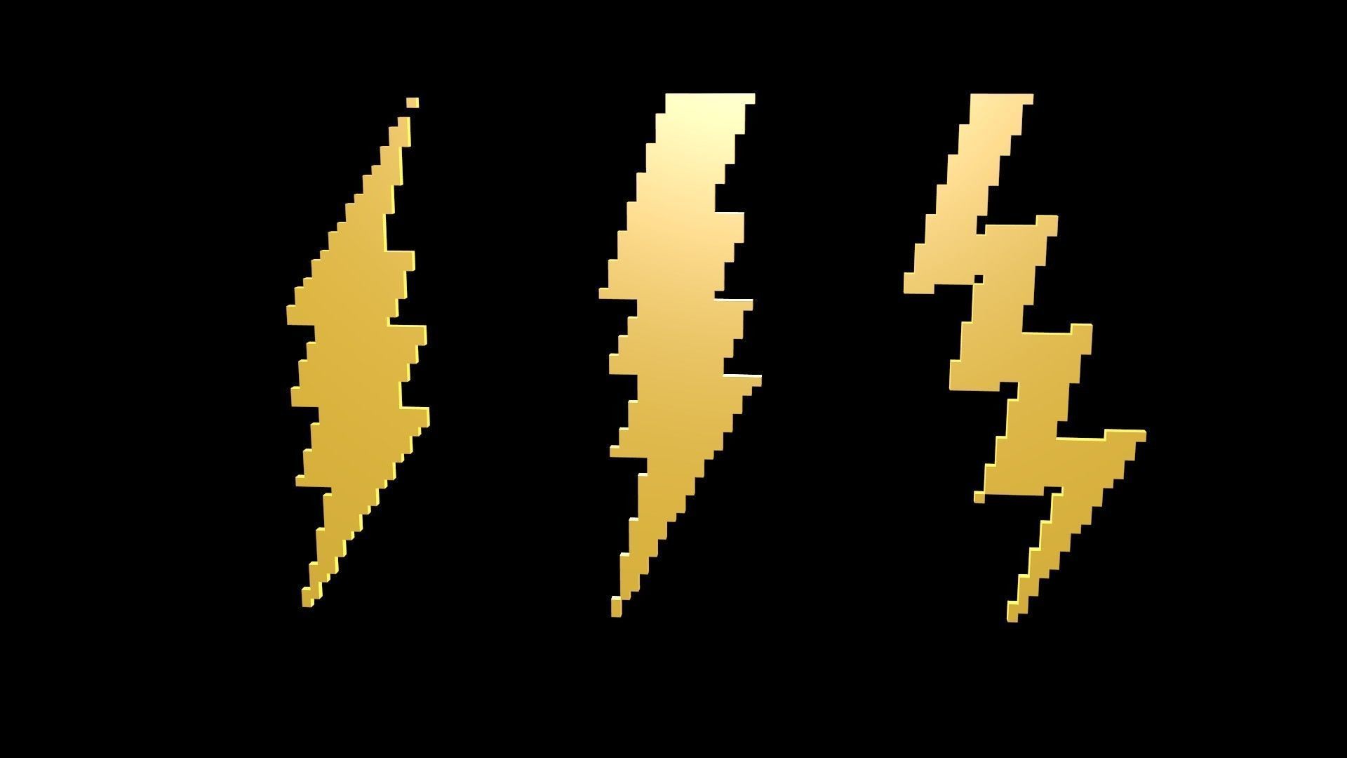 Thunder symbols voxel 5 3D model | CGTrader