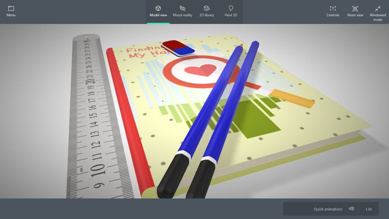 Book - Pencil - Ruler - Eraser free VR / AR / low-poly 3D model | CGTrader