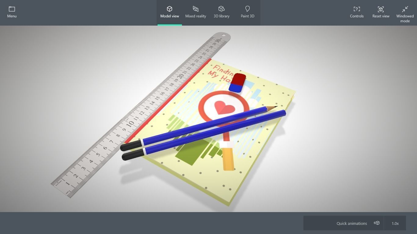 Book - Pencil - Ruler - Eraser free VR / AR / low-poly 3D model | CGTrader