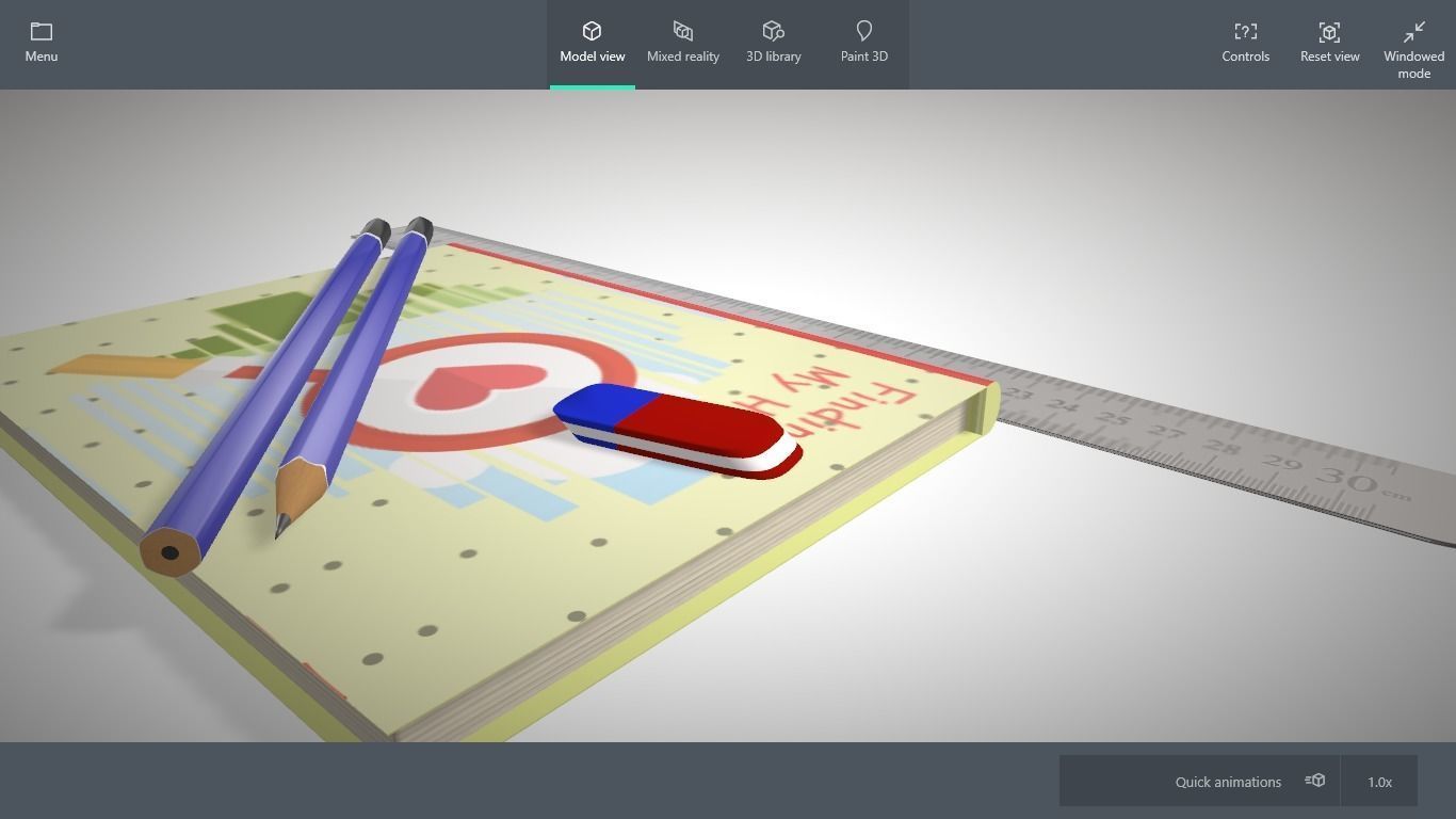 Book - Pencil - Ruler - Eraser free VR / AR / low-poly 3D model | CGTrader