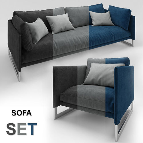 Velvet Sofa Set 3D model | CGTrader