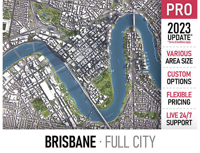 3D model Brisbane - 3D City Model VR / AR / low-poly | CGTrader