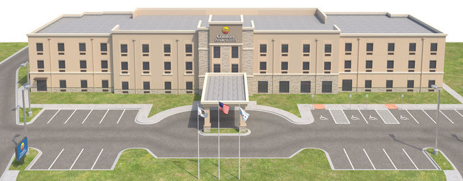 Commercial Building-027 Comfort Inn and Suites Hotel With Site 3D model ...
