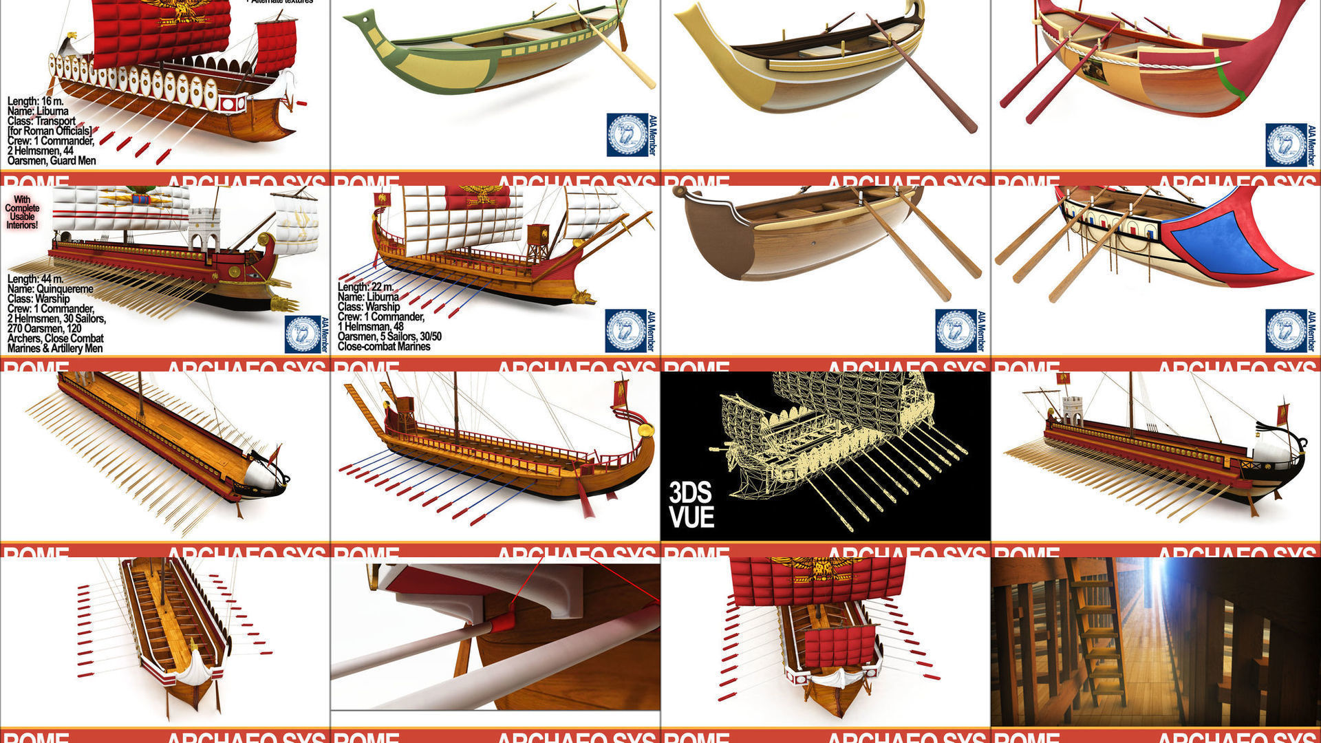 Ancient Rome Ships Boats Collection | CGTrader