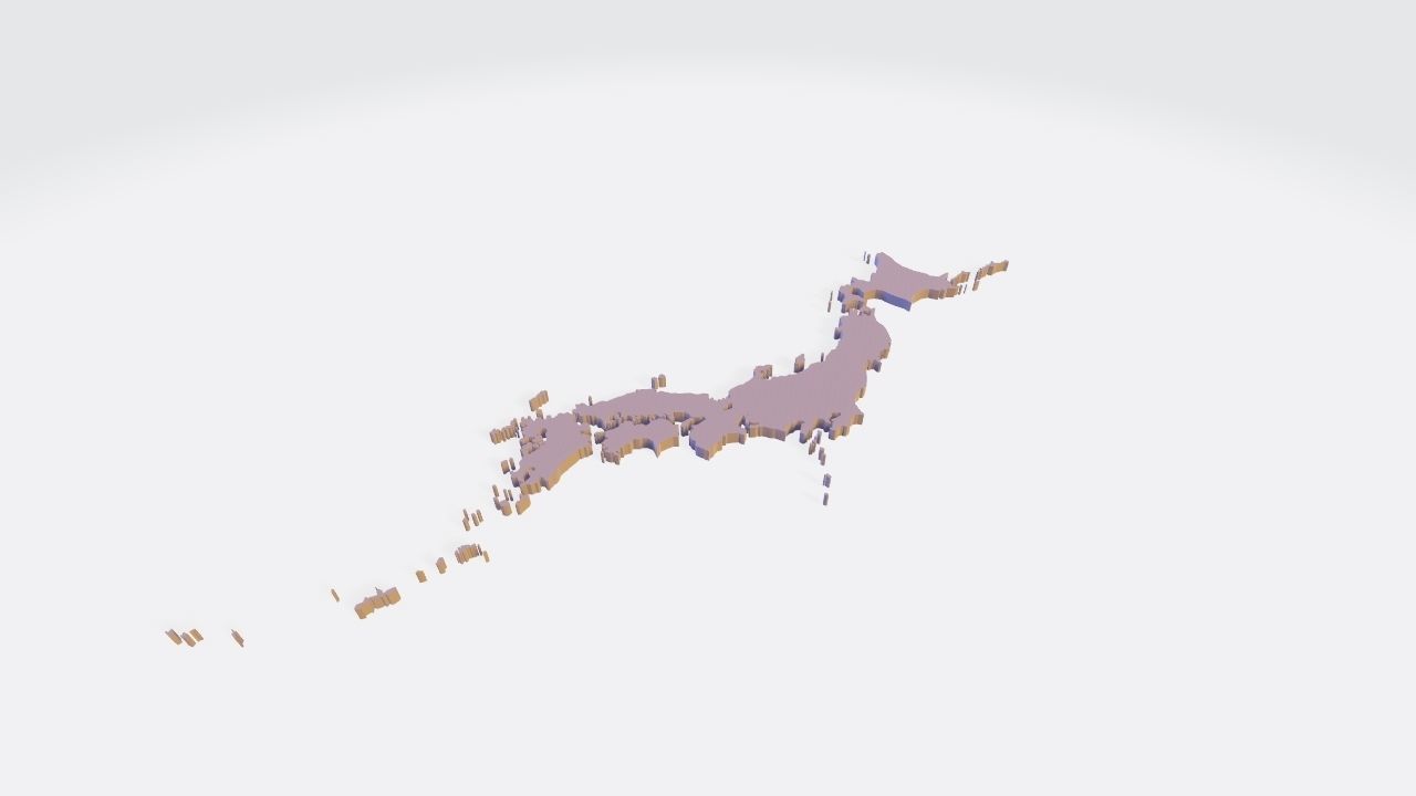 3D model Japan 3D Map with regions and 3D Map with prefectures VR / AR ...