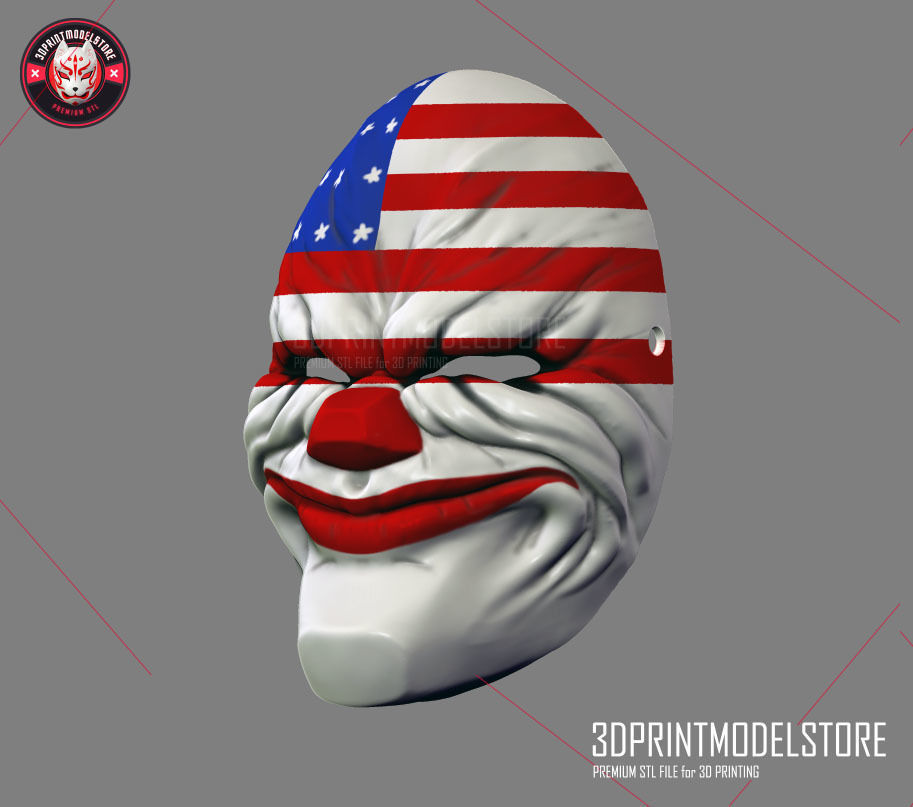 Payday 2 Dallas Hoxton Mask Halloween Cosplay Helmet STL File 3D model ...