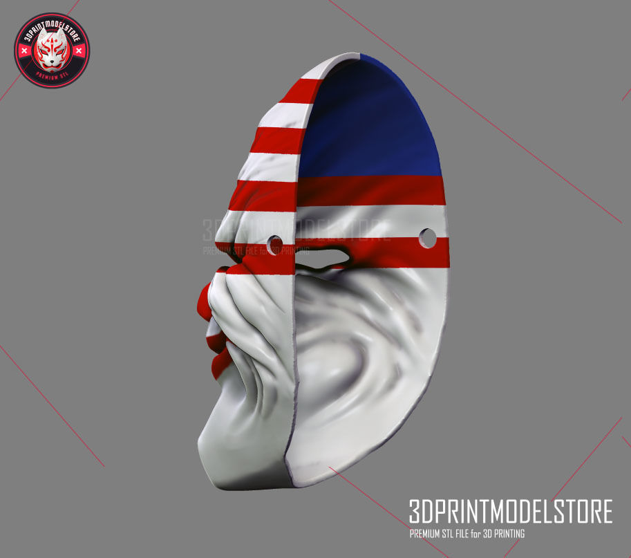 Payday 2 Dallas Hoxton Mask Halloween Cosplay Helmet STL File 3D model ...