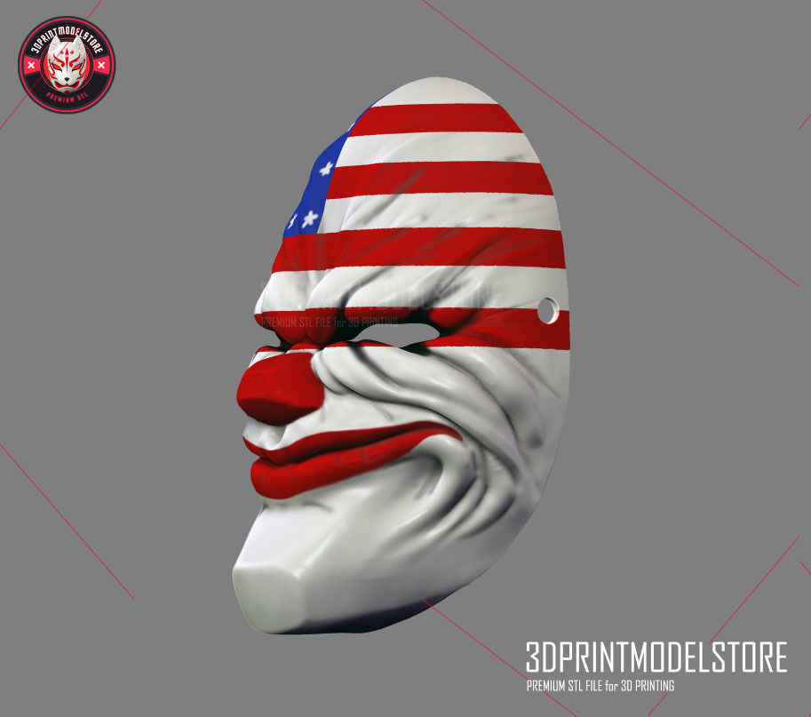 Payday 2 Dallas Hoxton Mask Halloween Cosplay Helmet STL File 3D model ...