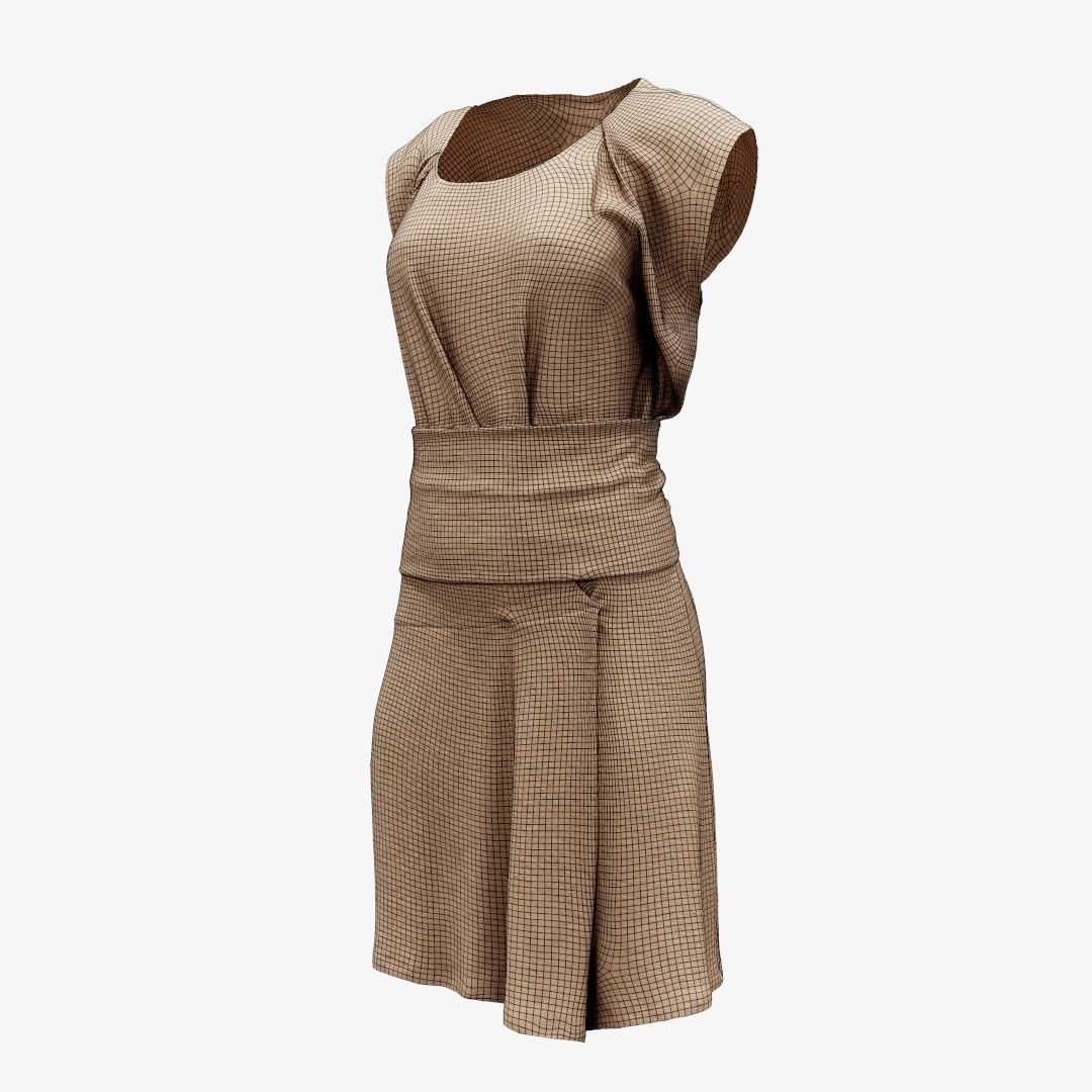 3D model Brown Tunic Dress VR / AR / low-poly | CGTrader