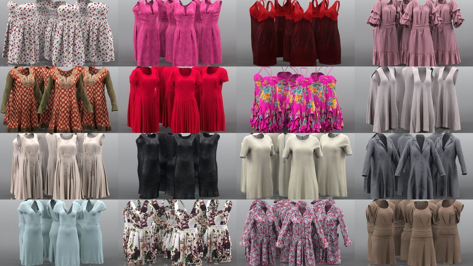 20 Dresses Collection VR / AR / low-poly | CGTrader