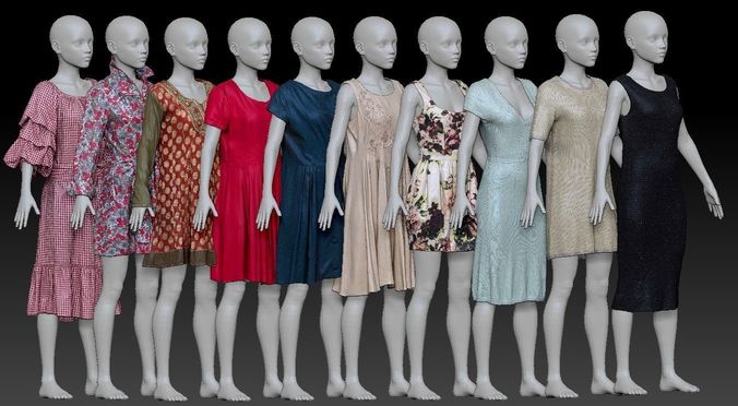 20 Dresses Collection VR / AR / low-poly | CGTrader