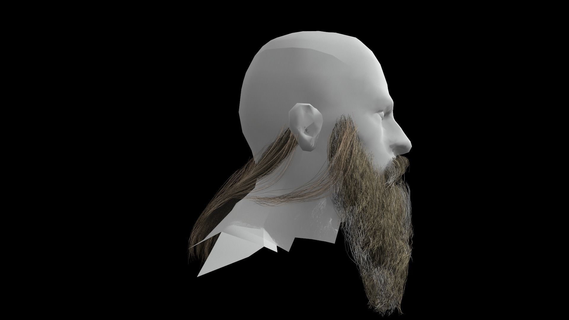 3D model Beard low poly man with long VR / AR / low-poly | CGTrader