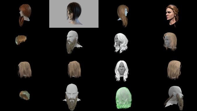 Hair collections pack1 VR / AR / low-poly | CGTrader