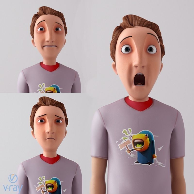3D model Animated Cartoon Character Rigged VR / AR / low-poly rigged ...