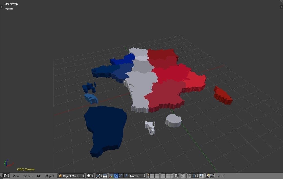 3D model France 3D Map with regions and overseas territories VR / AR ...