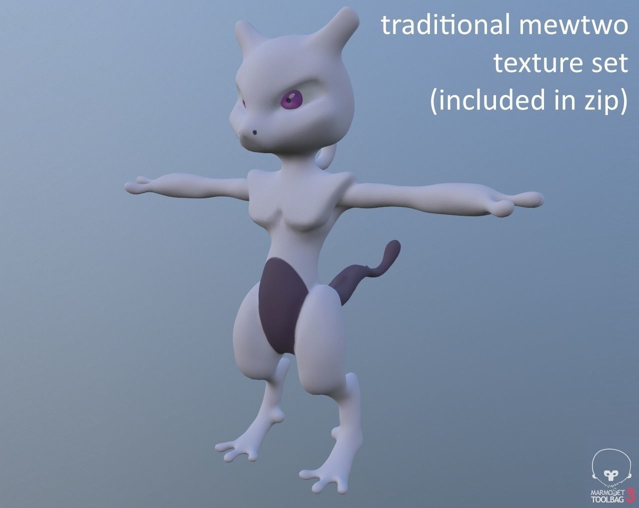 Glowing Mewtwo free VR / AR / low-poly 3D model rigged | CGTrader