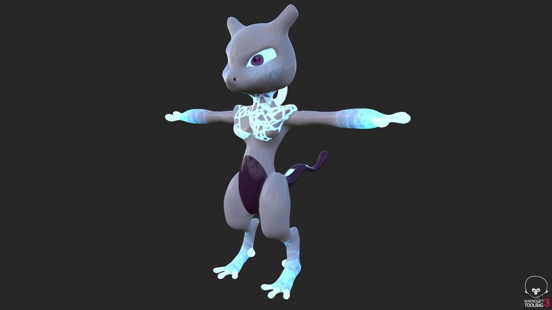 Glowing Mewtwo free VR / AR / low-poly 3D model rigged | CGTrader