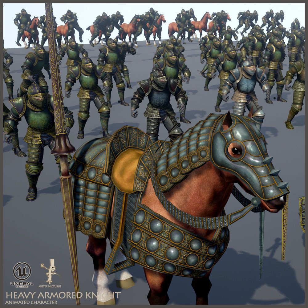 3D model Heavy Armored Knight Light Version VR / AR / low-poly rigged ...