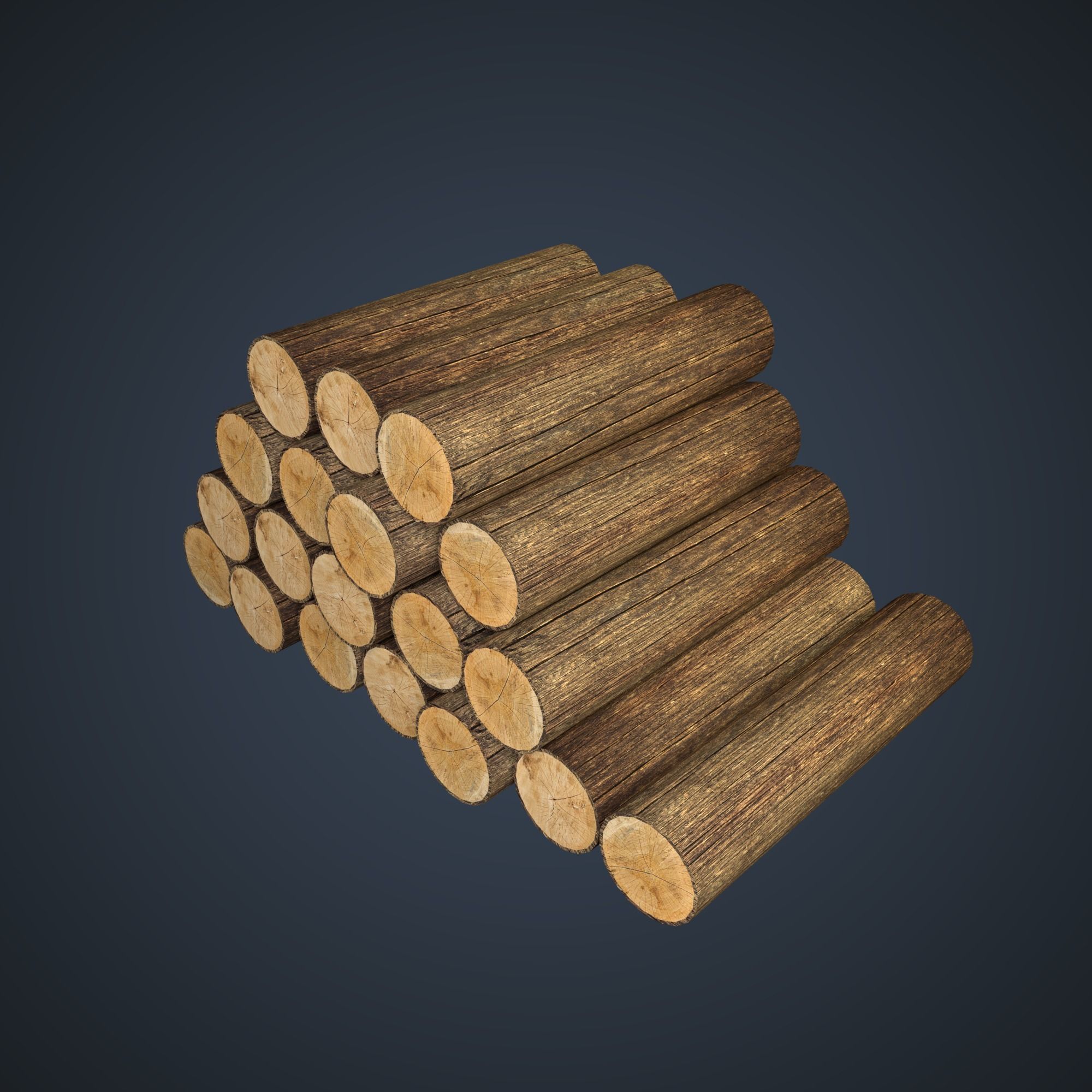 3D model Wooden Logs VR / AR / low-poly OBJ 3DS FBX BLEND