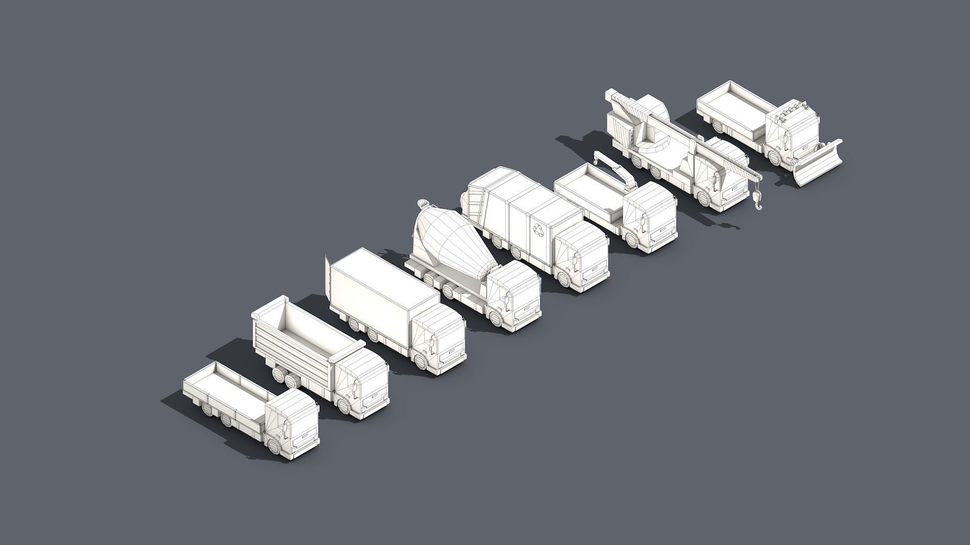 3D model Low Poly Truck Pack 01 Isometric VR / AR / low-poly | CGTrader