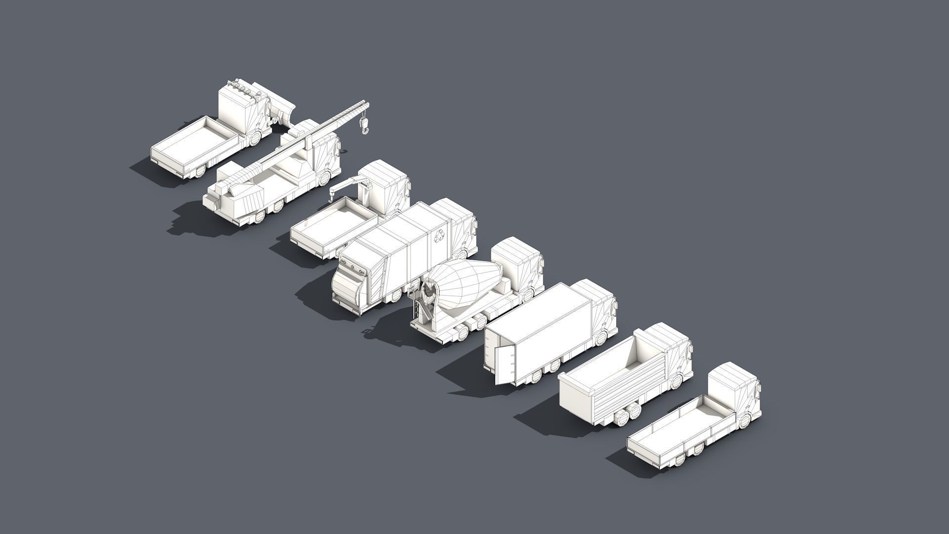 3D model Low Poly Truck Pack 01 Isometric VR / AR / low-poly | CGTrader