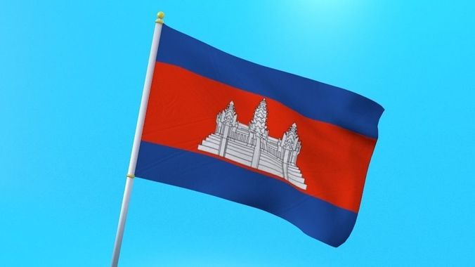 Cambodian flag animated low poly 3D model animated | CGTrader