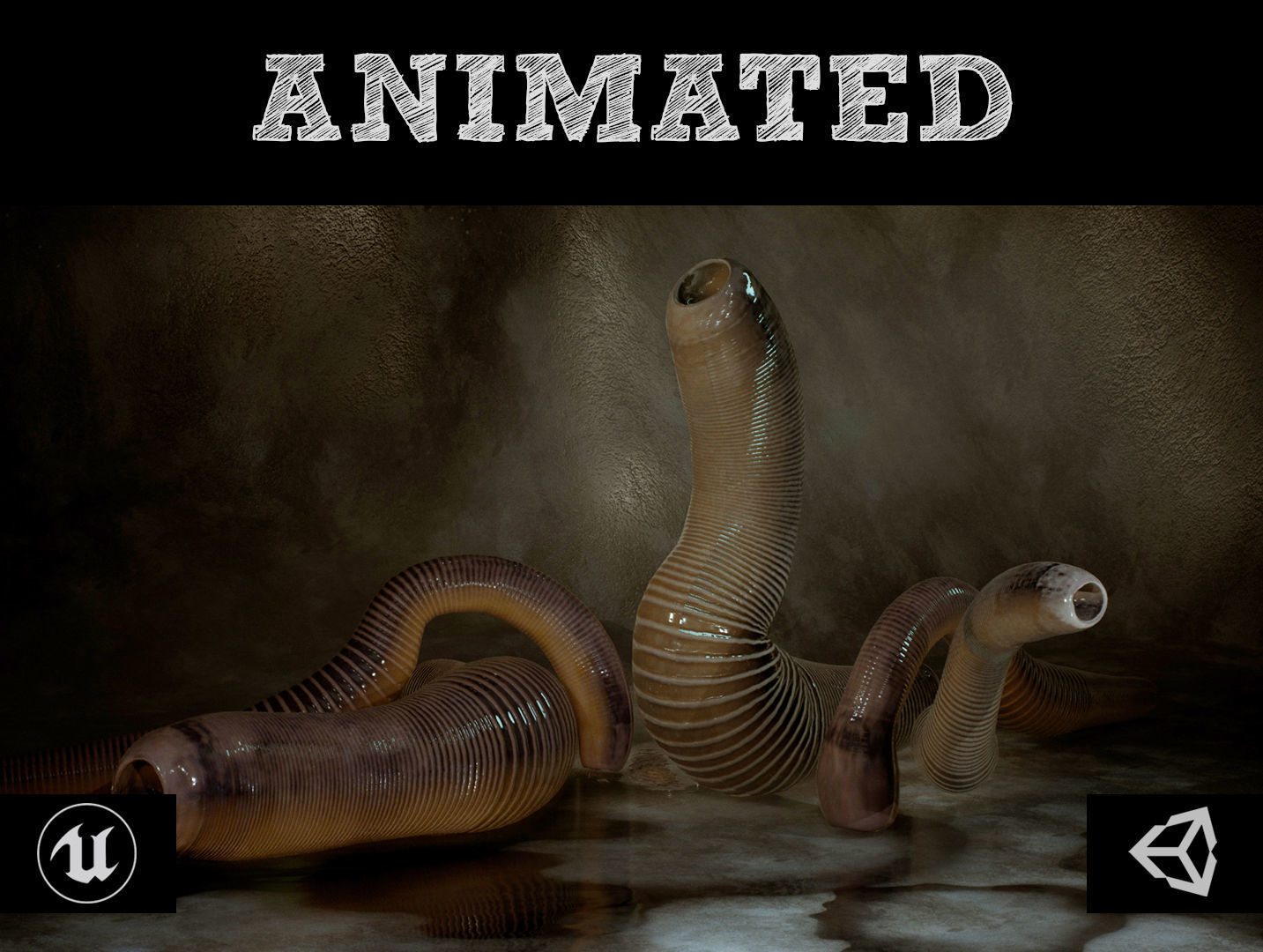 3D model Leeches snake VR / AR / low-poly rigged animated | CGTrader
