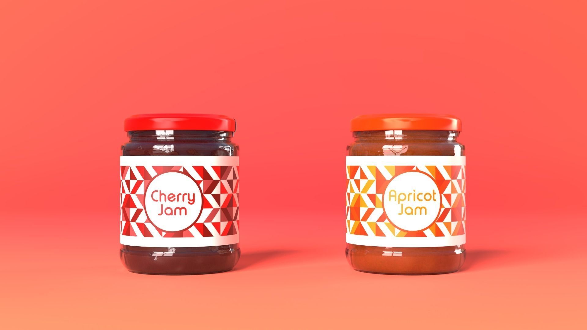 Jam Jar Apricot and Cherries 3D model | CGTrader