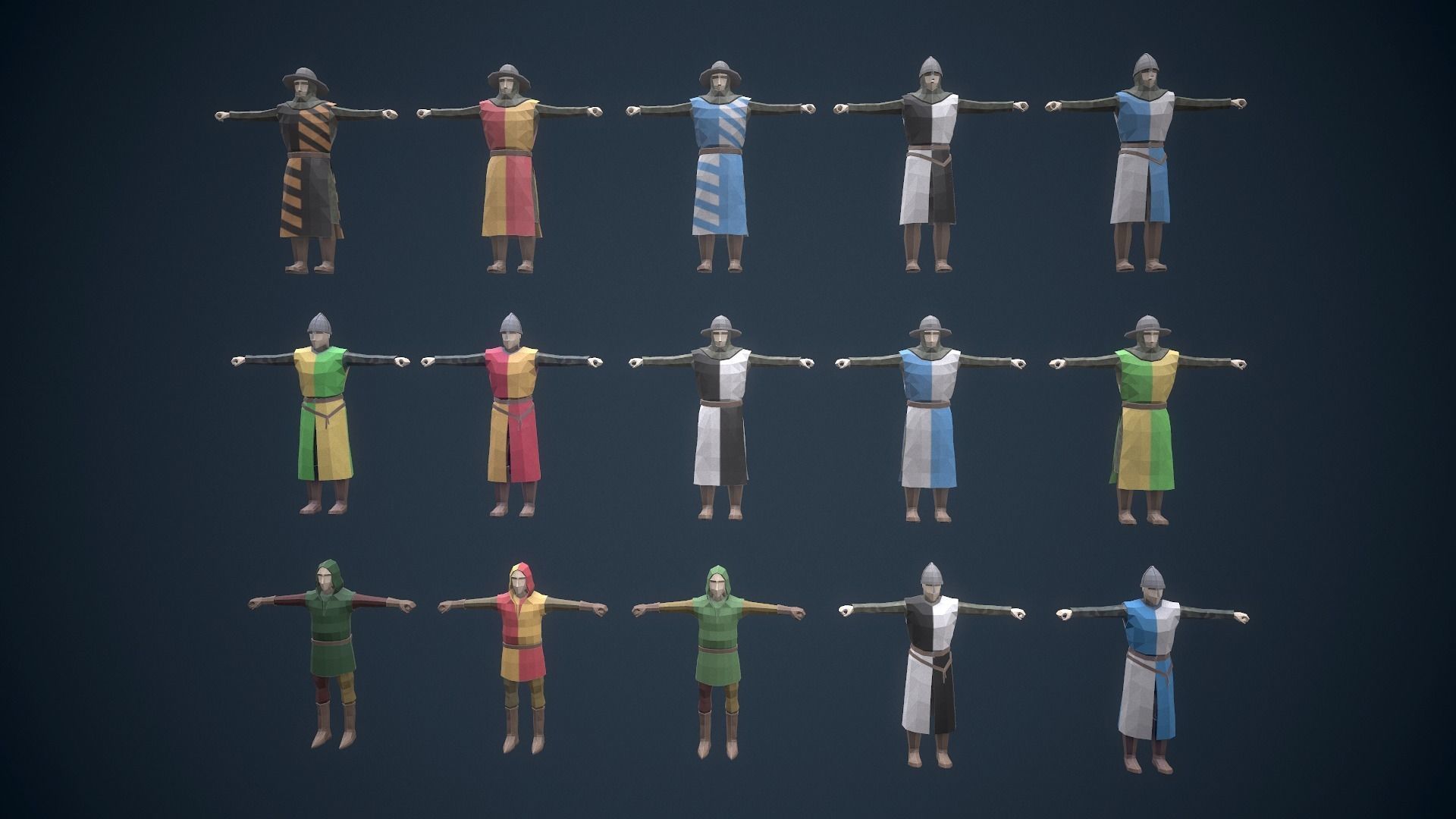 3D model Stylized Medieval Characters VR / AR / low-poly | CGTrader