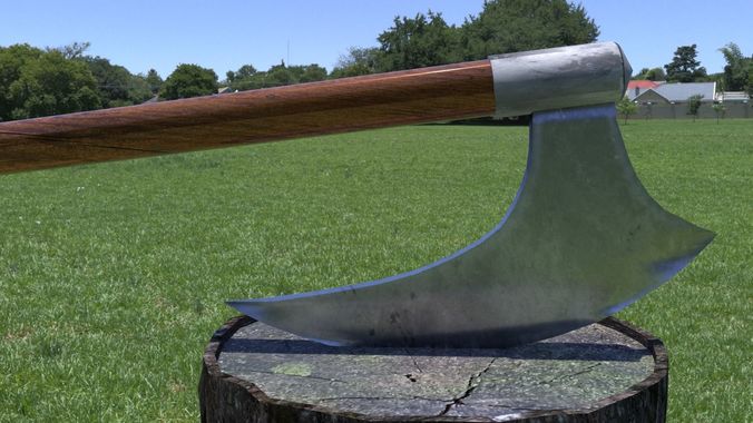 3D model ORTAS AXE NO 7 HUGE STEEL REALISTIC AXE WITH LONG HANDLE VR ...