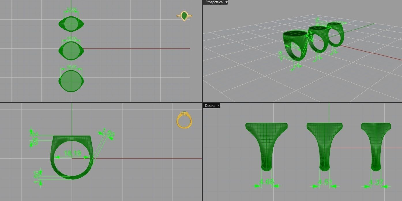 Set signet ring 3D model | CGTrader