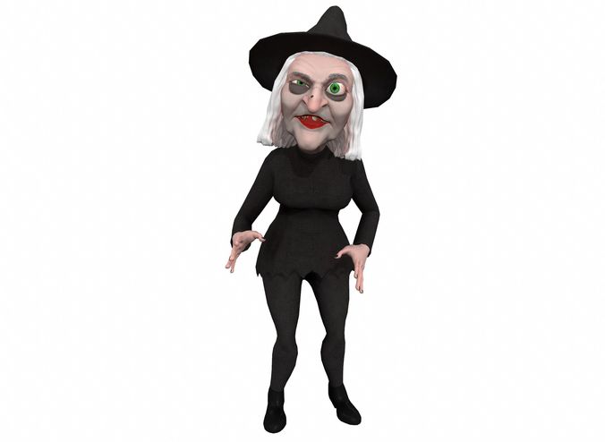 3D model Cartoon witch rigged animated game ready 3D character VR / AR ...