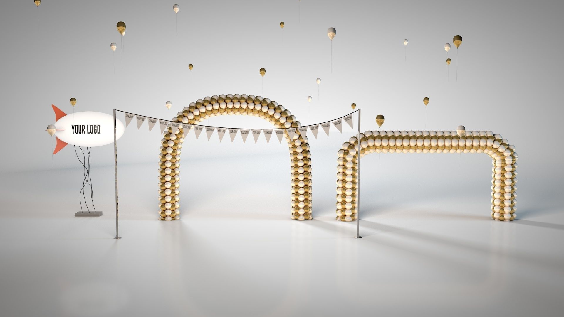 Balloon Arch Triangle flag 3D model | CGTrader