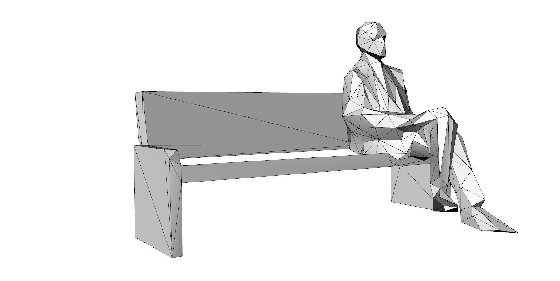 Man Sitting on Bench Low poly abstract 3d model 3D model | CGTrader
