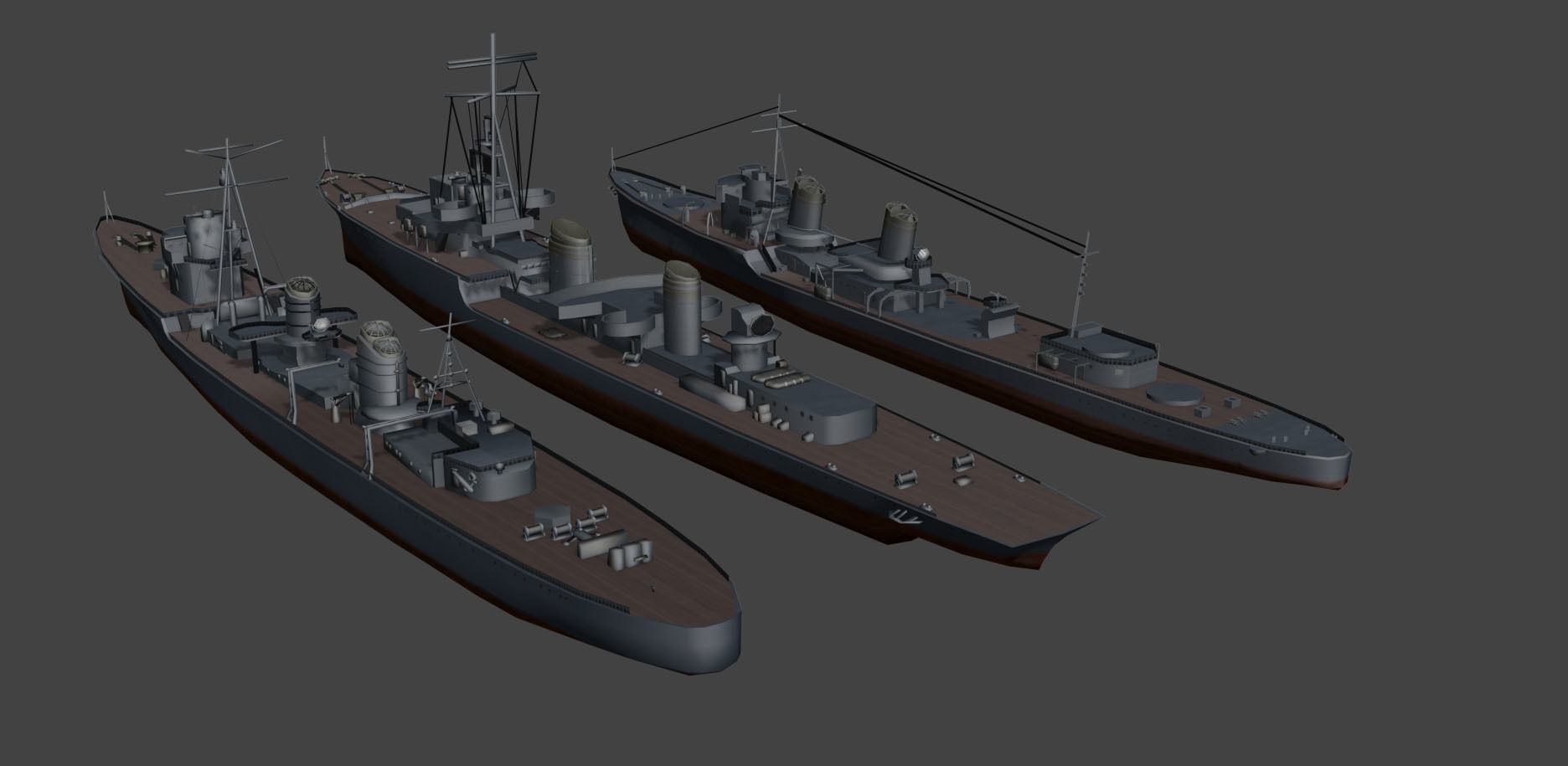 3D model Battleship Set Vol01 LowPoly GameModel VR / AR / low-poly ...