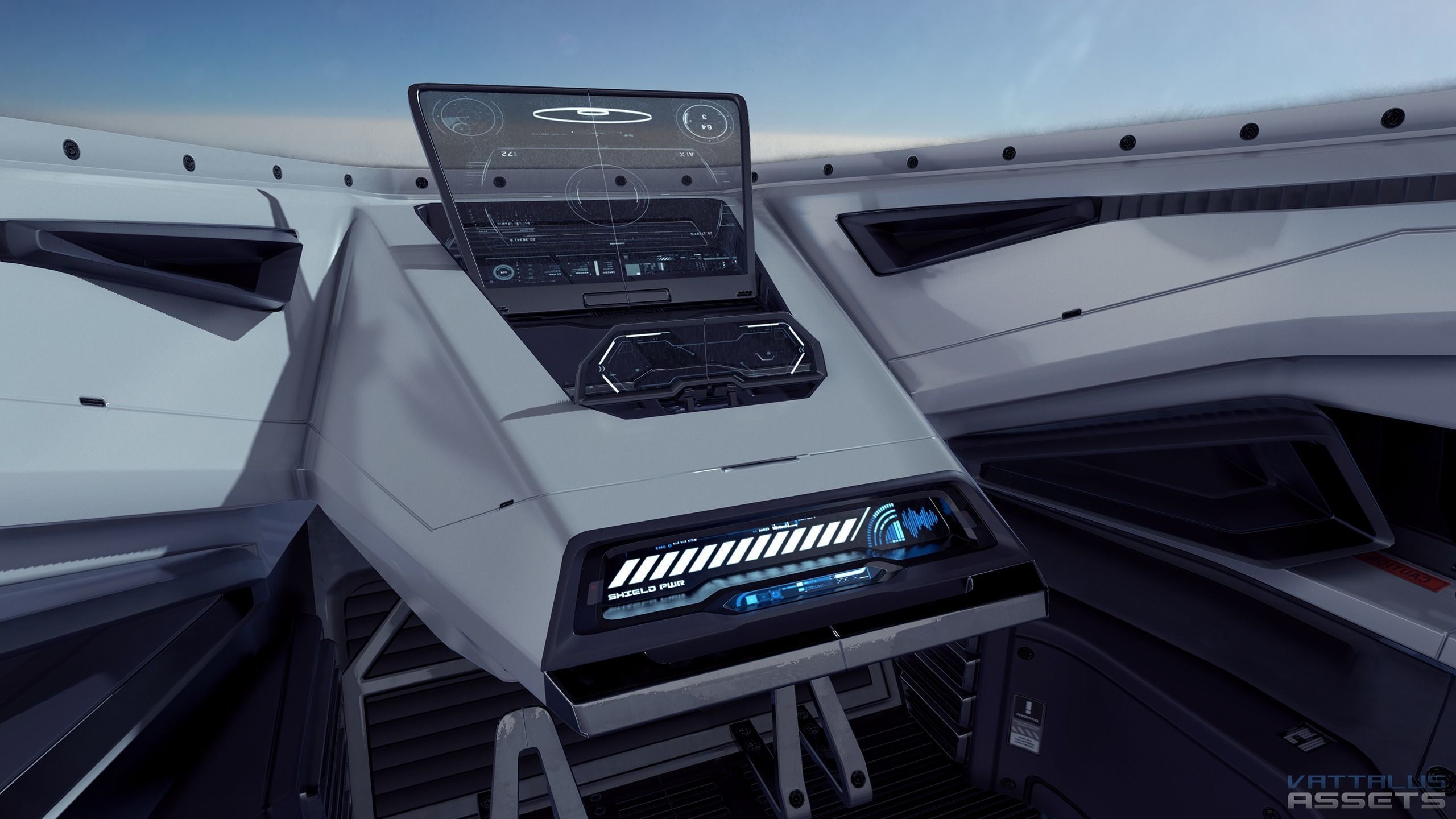 3D model Sci Fi Futuristic Fighter Cockpit VR / AR / low-poly animated ...