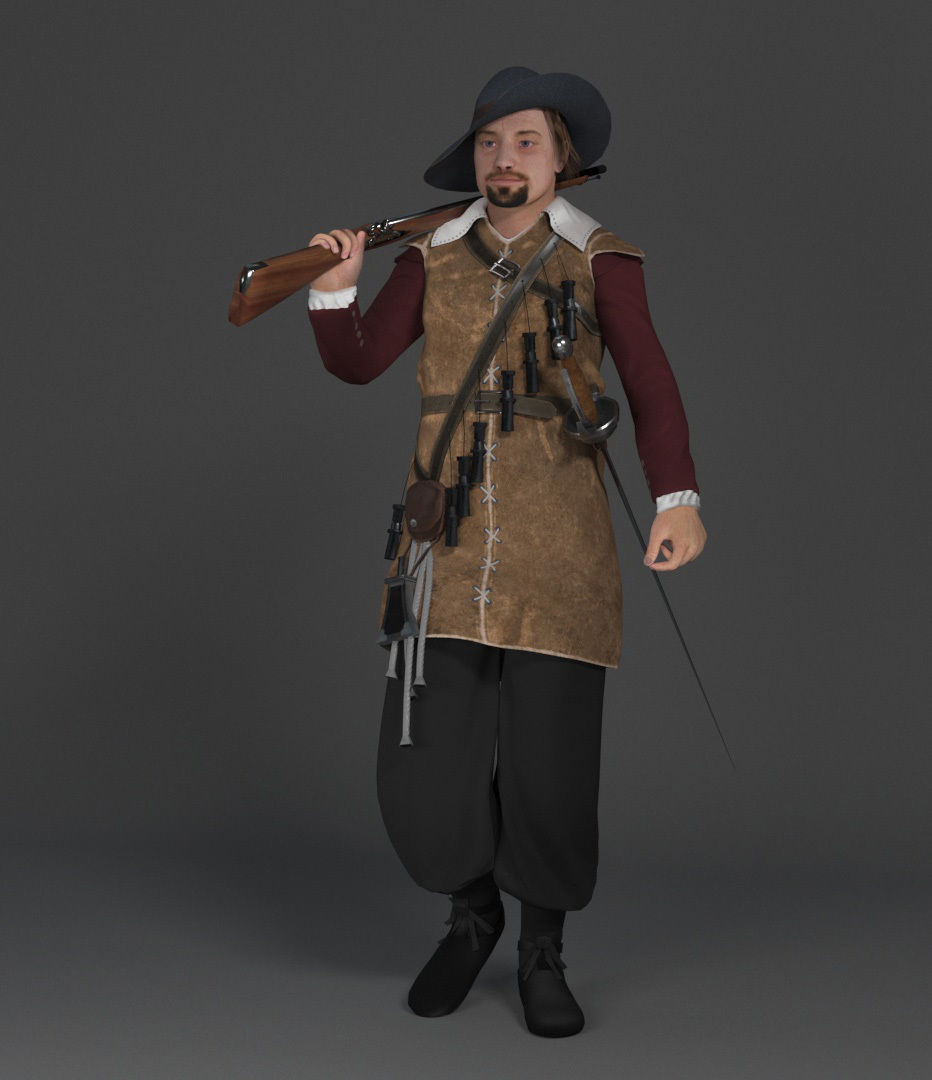 3D model musketeer game model VR / AR / low-poly rigged animated | CGTrader