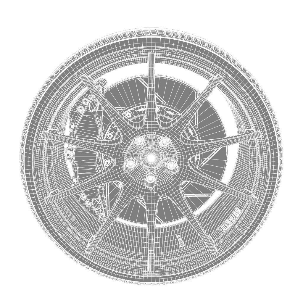 3D model Car wheel disk tire brake caliper and brake disk VR / AR / low ...