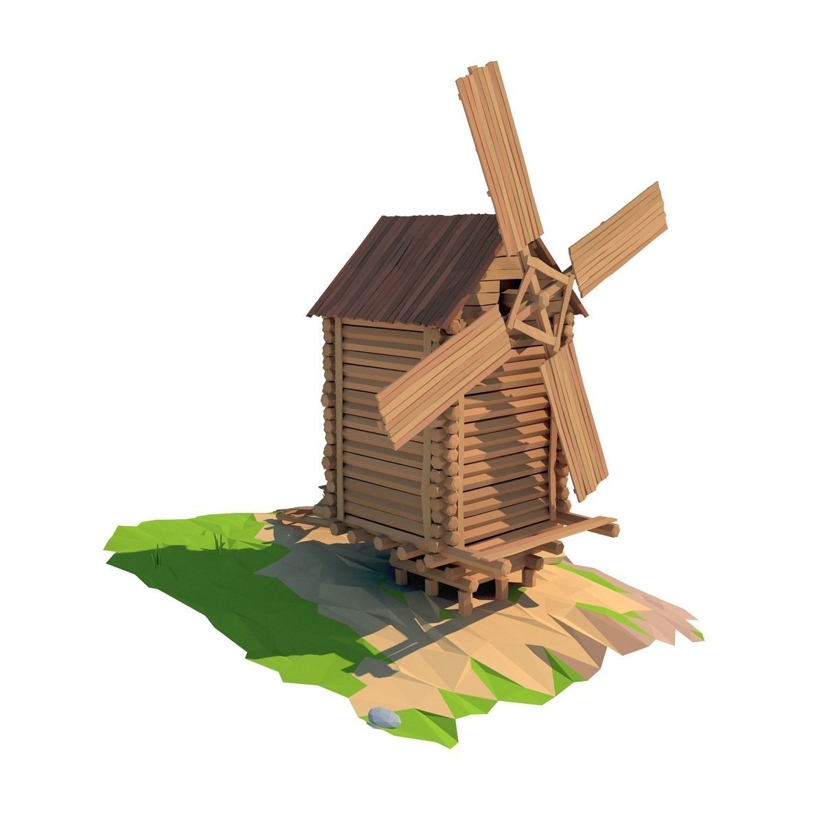 3D model Cartoon wooden windmill VR / AR / low-poly | CGTrader