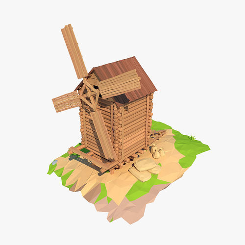 3D model Cartoon wooden windmill VR / AR / low-poly | CGTrader