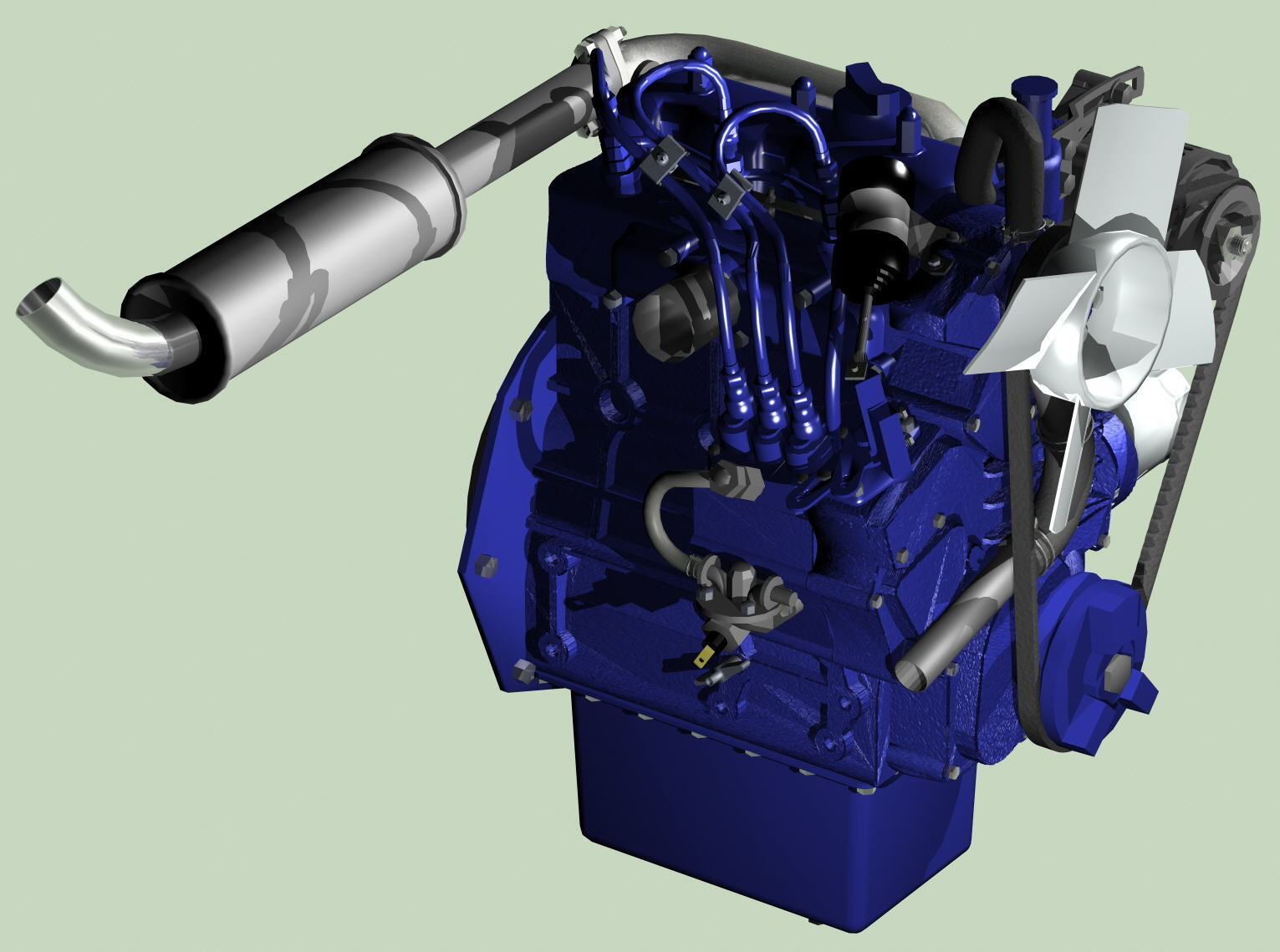 Popular 3-cylinder diesel engine 3D model | CGTrader