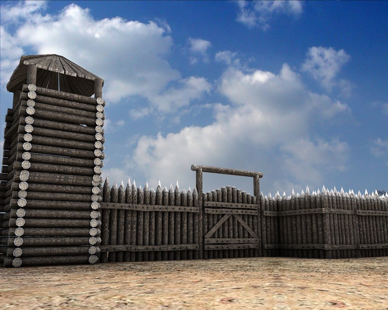 3D model Lowpoly Palisade Construction kit VR / AR / low-poly | CGTrader